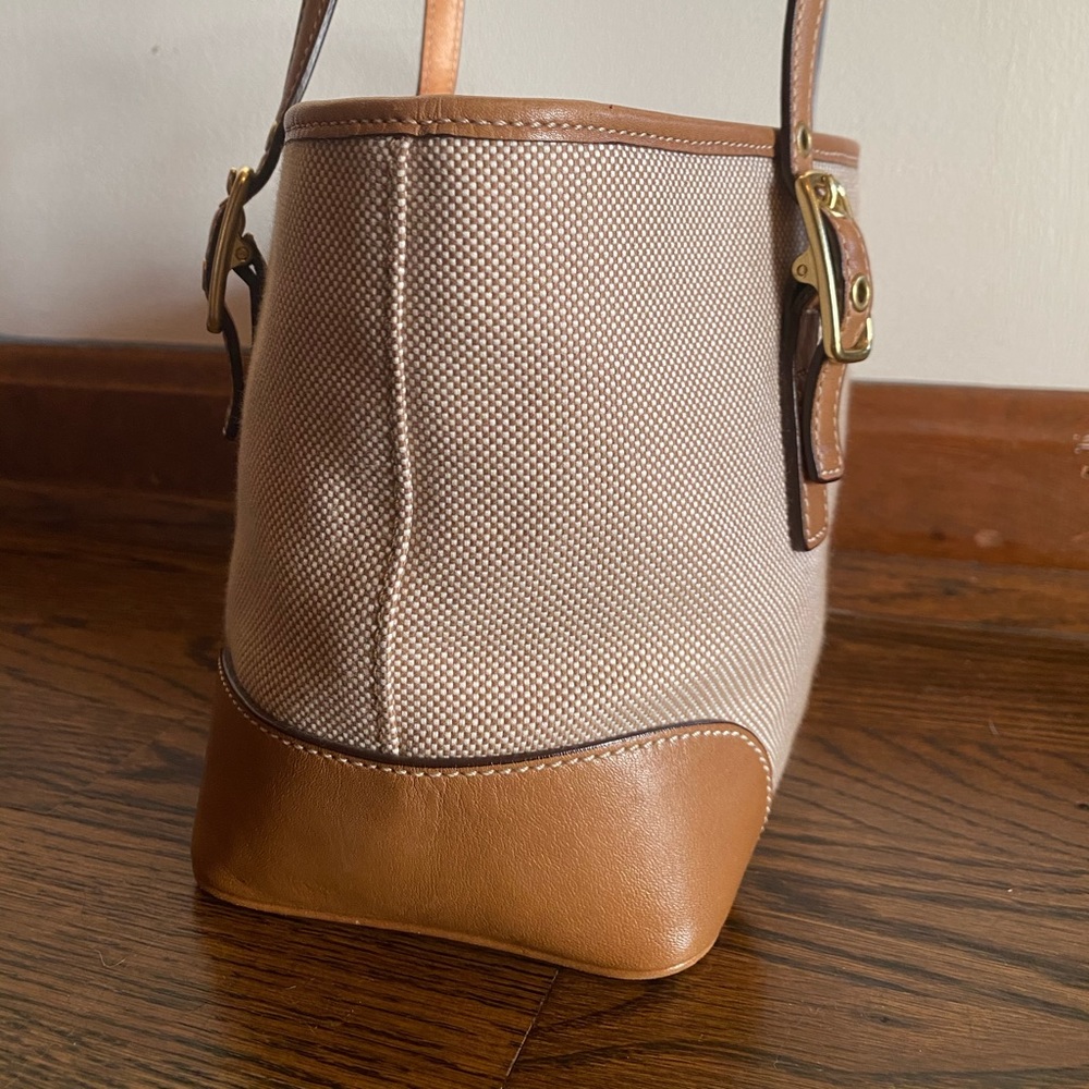 Authentic Nude Coach Leather And Canvas Mini Tote - Gem